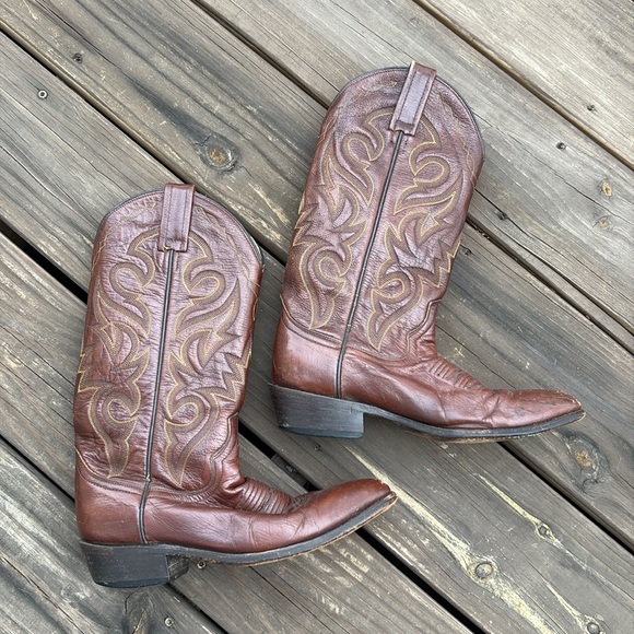 Dan Post | Shoes | Vintage Dan Post Classic Brown Leather Cowboy Boots ...